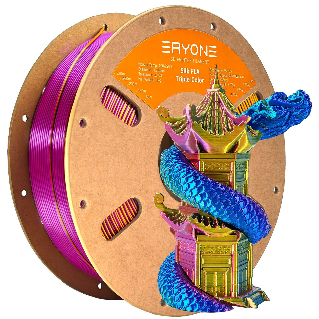 PLA Silk Triple-Color 3D Printer Filament， 1.75mm(1kg) | Eryone – eryone3d