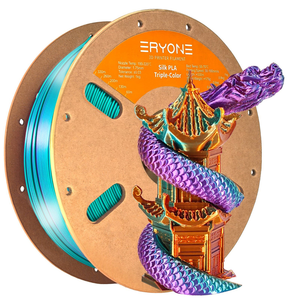 PLA Silk Triple-Color 3D Printer Filament， 1.75mm(1kg) | Eryone – eryone3d