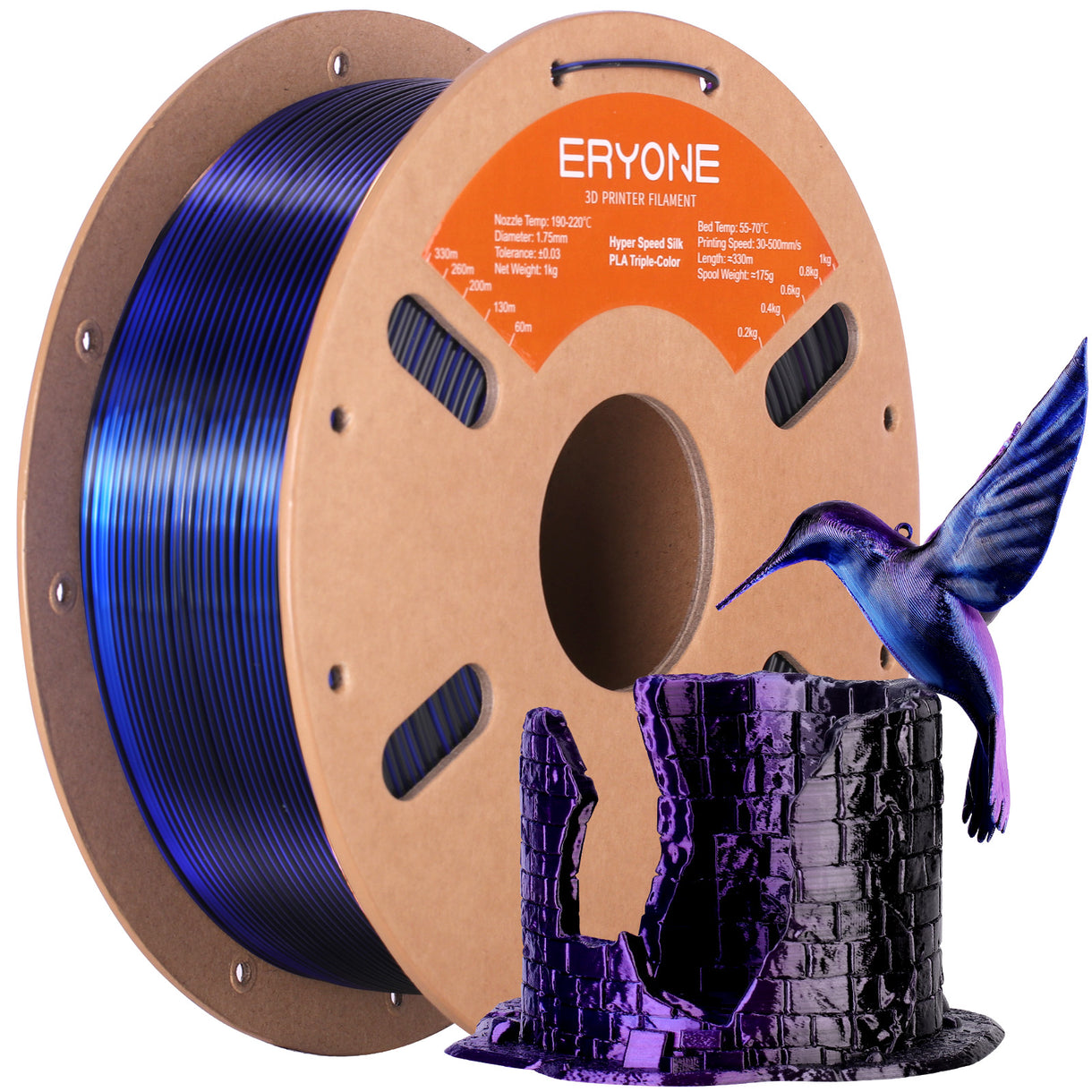PLA Silk Triple-Color 3D Printer Filament， 1.75mm(1kg) | Eryone – eryone3d