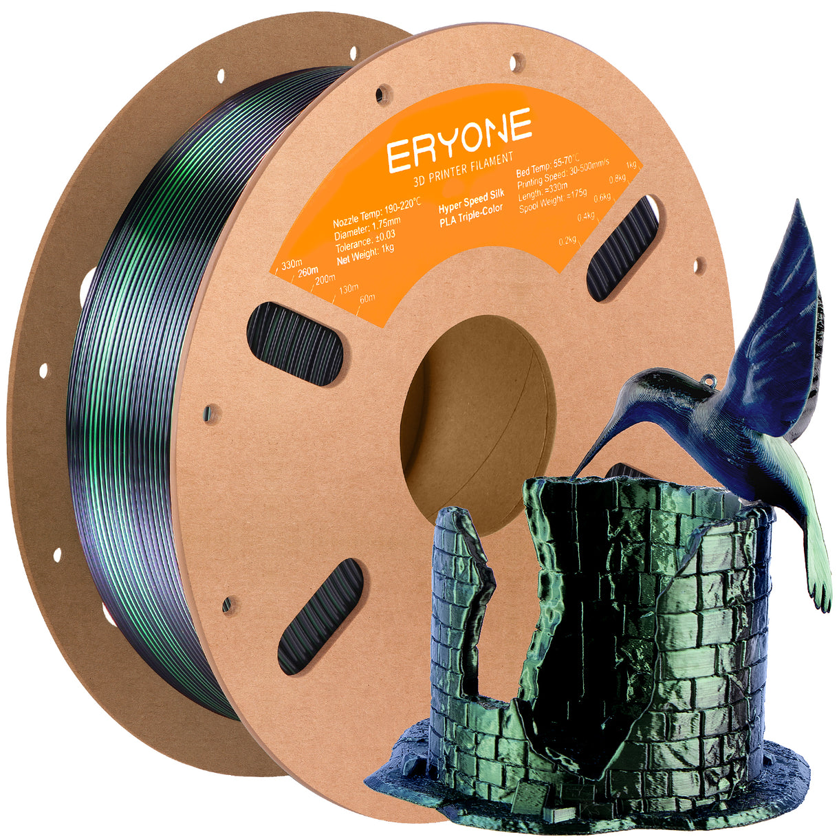 PLA Silk Triple-Color 3D Printer Filament， 1.75mm(1kg) | Eryone – eryone3d