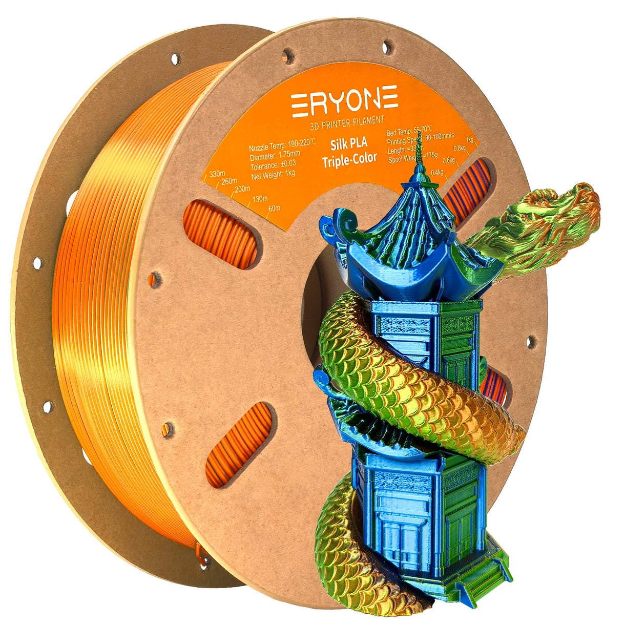 PLA Silk Triple-Color 3D Printer Filament， 1.75mm(1kg) | Eryone – eryone3d