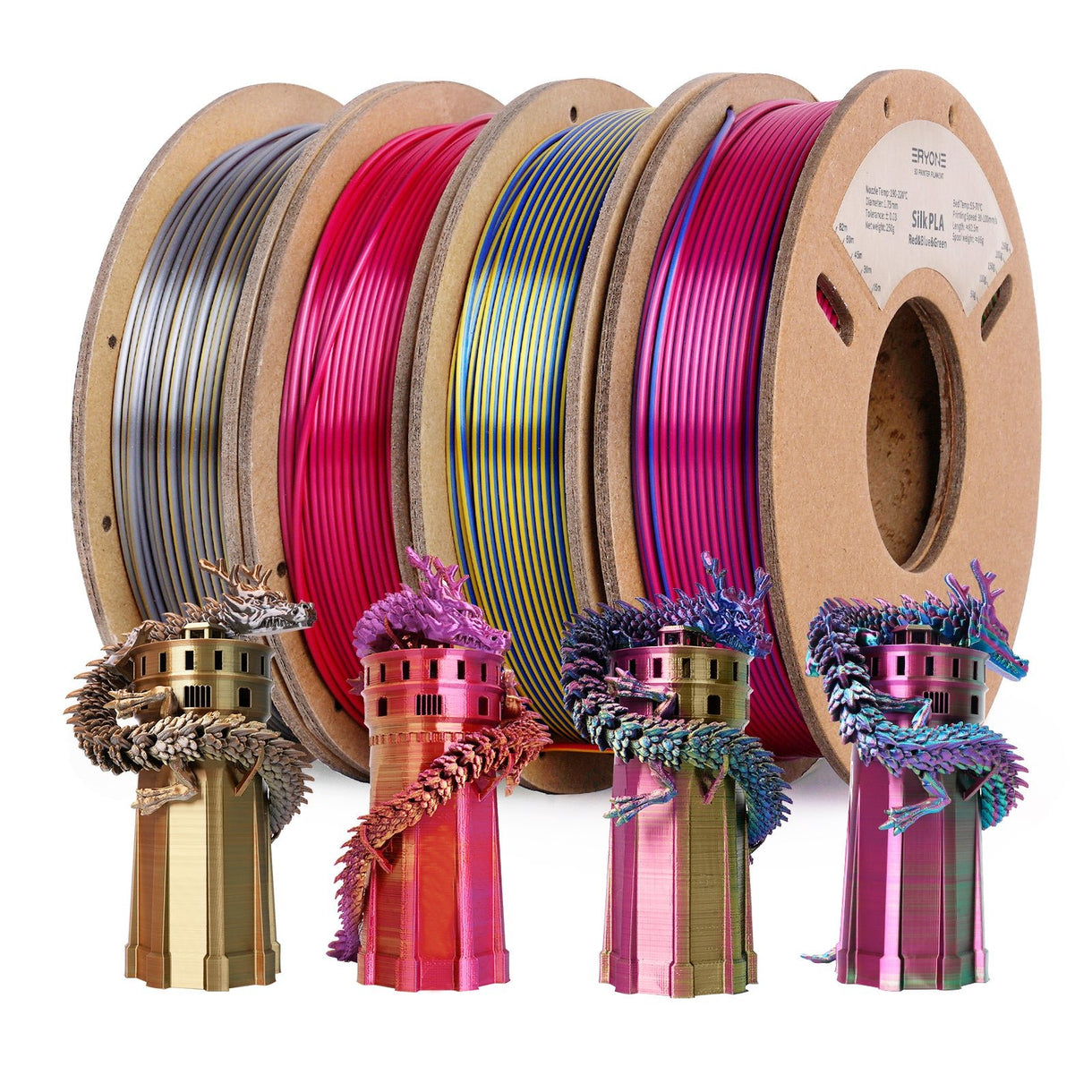 PLA Silk Triple-Color 3D Printer Filament， 1.75mm(1kg) | Eryone – eryone3d